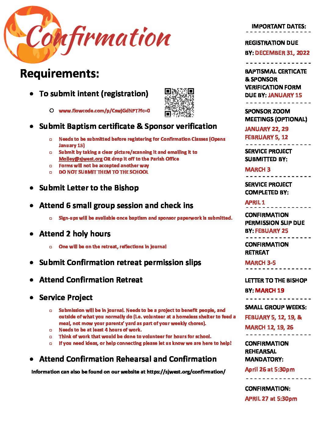 Confirmation - St. John Roman Catholic Church - Westminster, MD